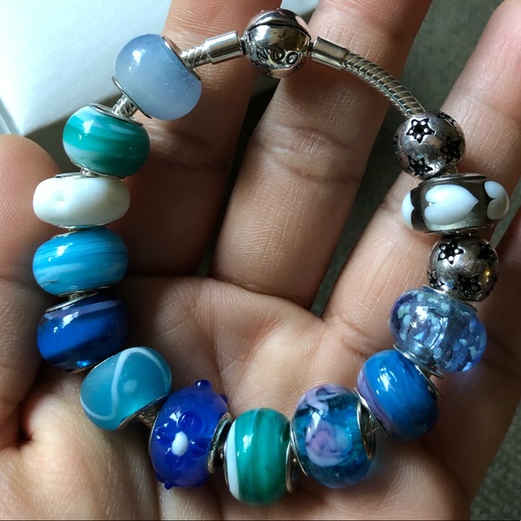 Pandora | Jewelry | Authentic Pandora Snake Bracelet With 4 Charms ...